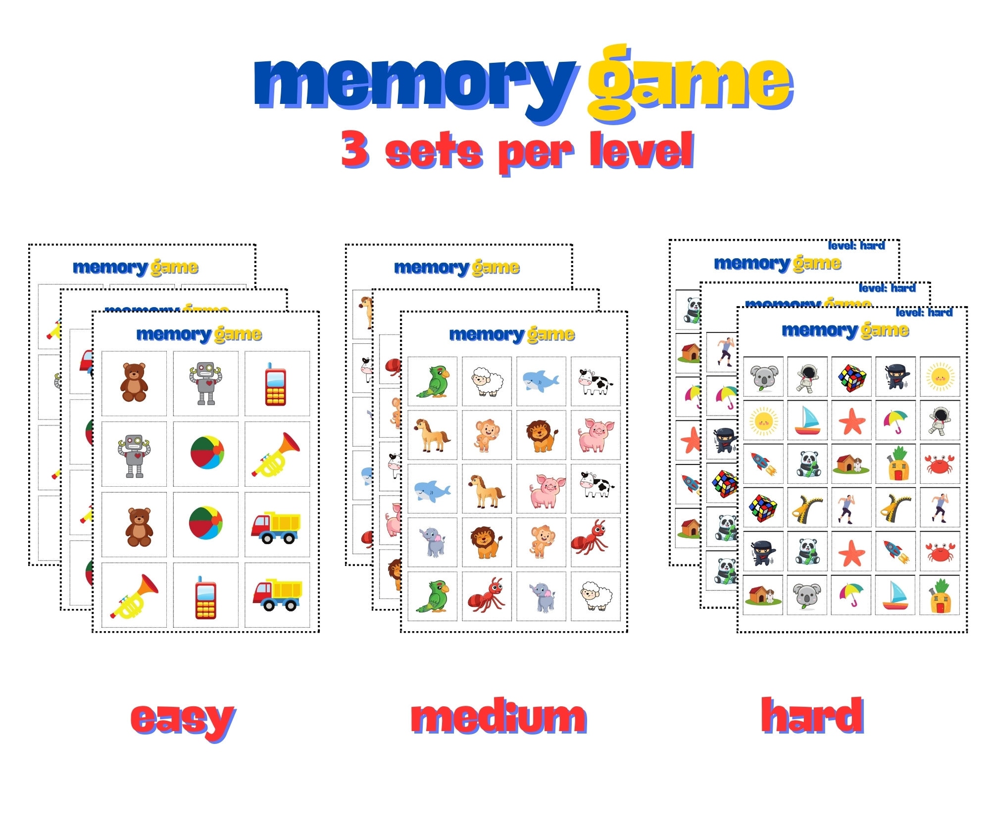Printable Memory Game for Kids Party Celebration Birthday Christmas ...