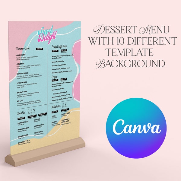 Dessert Menu Template - Etsy