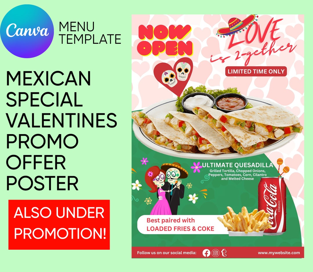 Mexican Valentines Poster Promotion Editable Canva Template for ...