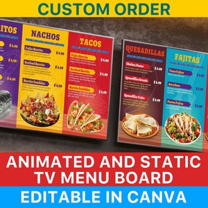 Custom Order TV Menu Board for Restaurant Digital Board Menu Easy to ...