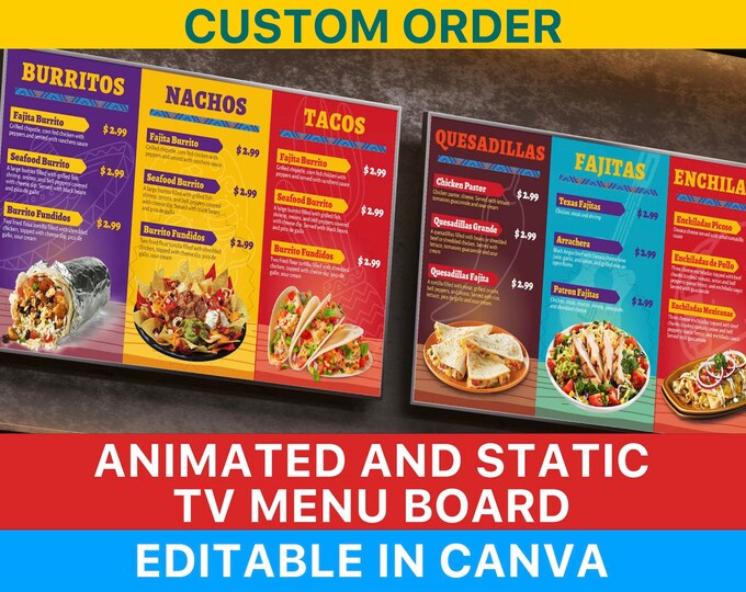 Custom Order TV Menu Board for Restaurant Digital Board Menu Easy to ...