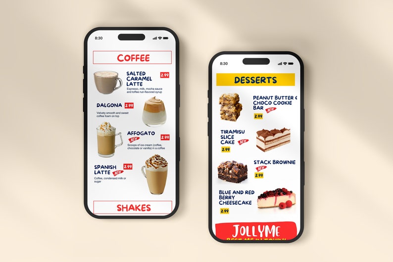 Mobile Website Menu Canva Template Food Menu QR Scan Mobile FREE ...
