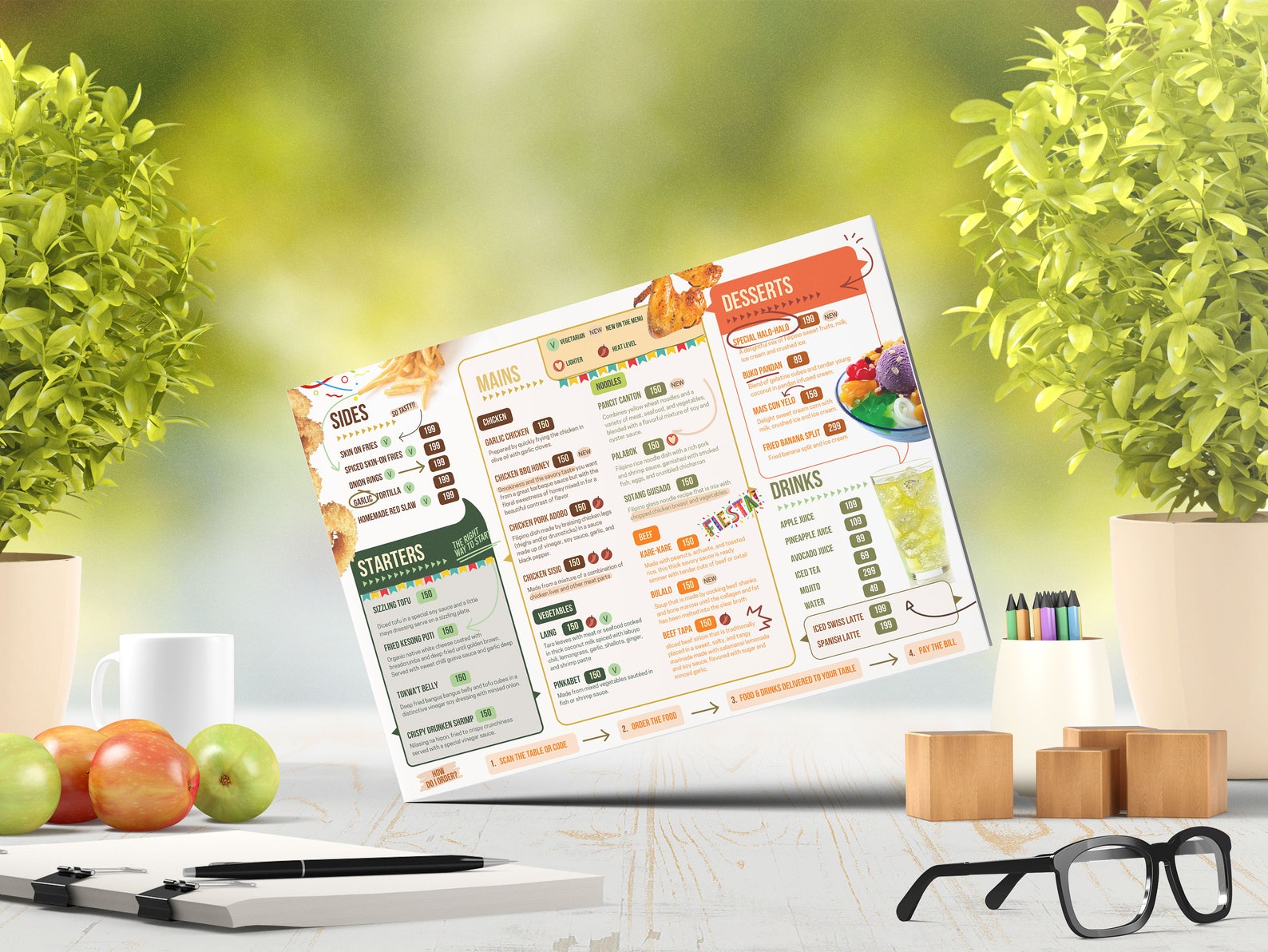 Editable Asian Filipino Food Menu Template for Canva Vibrant and ...