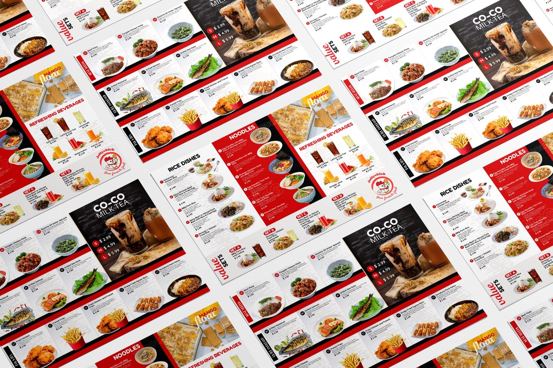Editable Restaurant Food Menu Template for Canva, Vibrant and Delicious ...