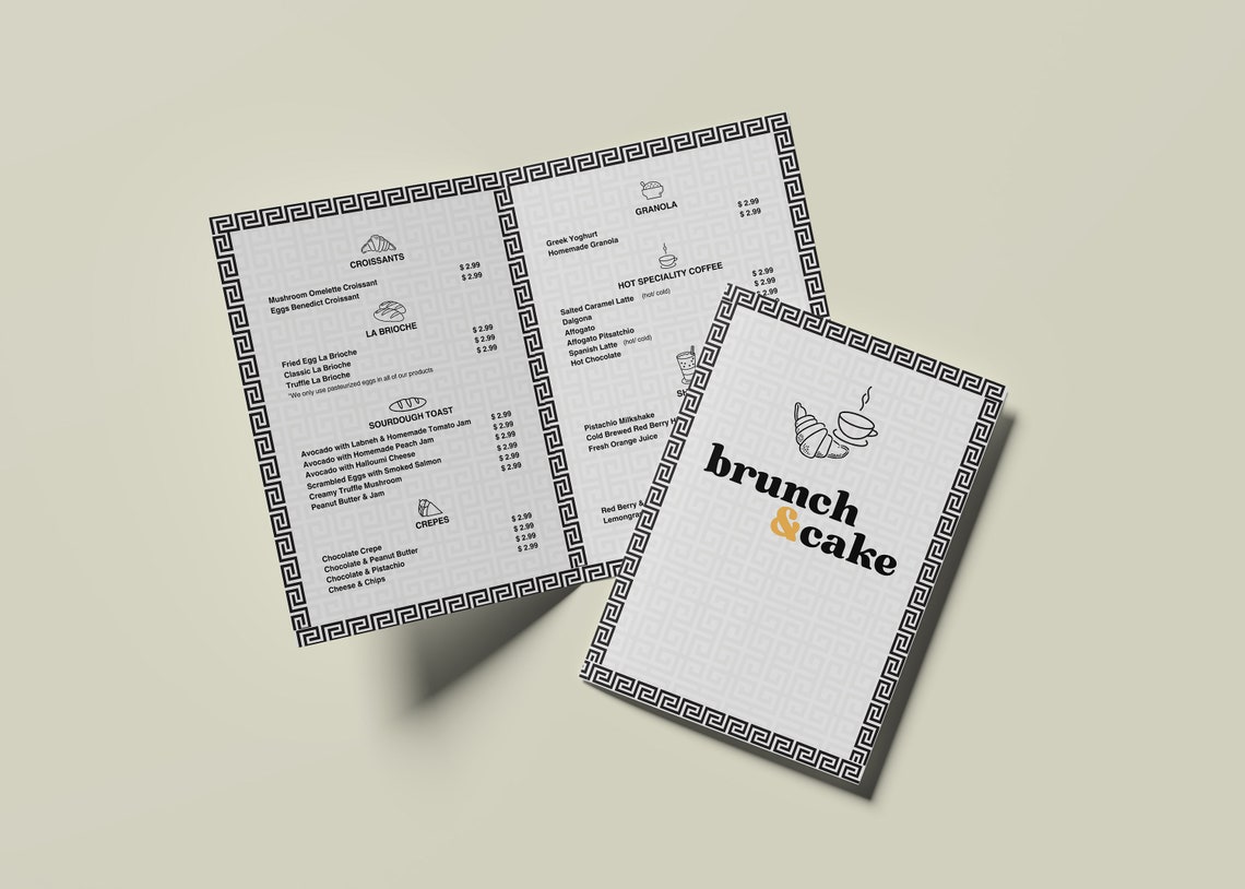 Printable Modern Menu Template Canva Restaurant Menu Template - Etsy