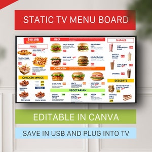 Burger and Fries Food Menu Editable Canva for Restaurant Desserts, Food ...