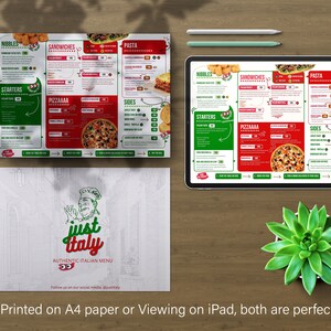 Italian Food Menu Editable Canva for Restaurant Italy Pizza, Pasta and ...