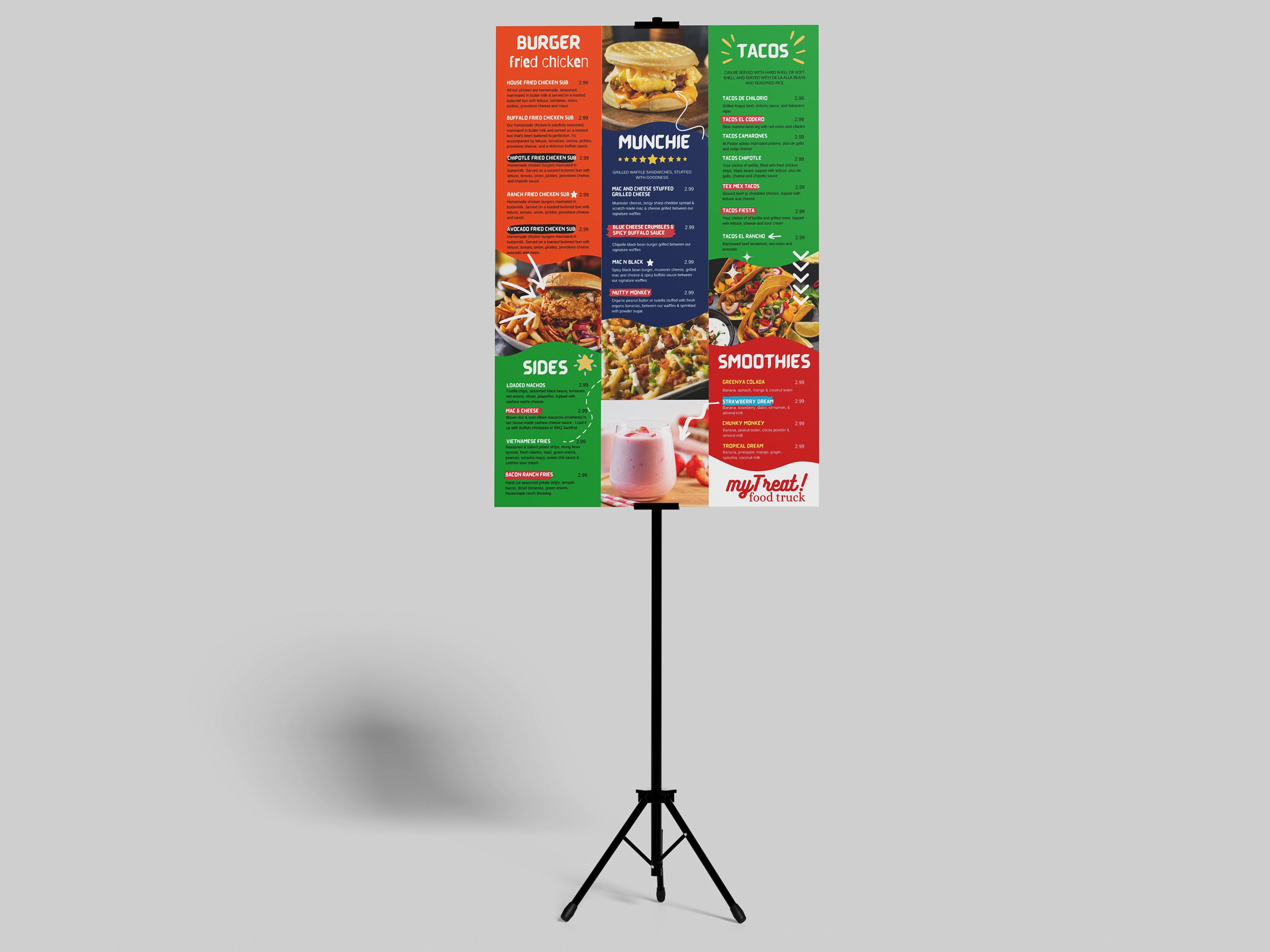 Editable Food Stand Tent Restaurant Menu Template for Canva, Vibrant ...