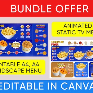 Restaurant Kiosk Menu Bundle Printable A4 A3 Restaurant Menu + Digital ...