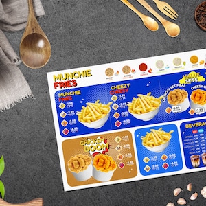 Editable Chicken and Fries Food Menu Template for Canva, Vibrant and ...