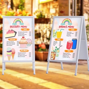 Dessert Menu Template Canva, the Dessert Sign, A4, A5, A3, A0 Portrait ...