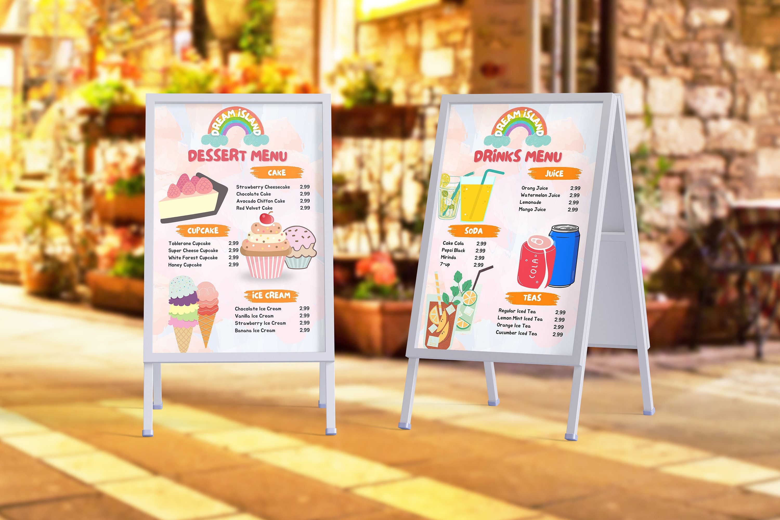 Dessert Menu Template Canva, the Dessert Sign, A4, A5, A3, A0 Portrait ...