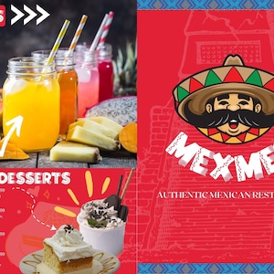 Editable Mexican Food Menu Template for Canva, Vibrant and Delicious ...