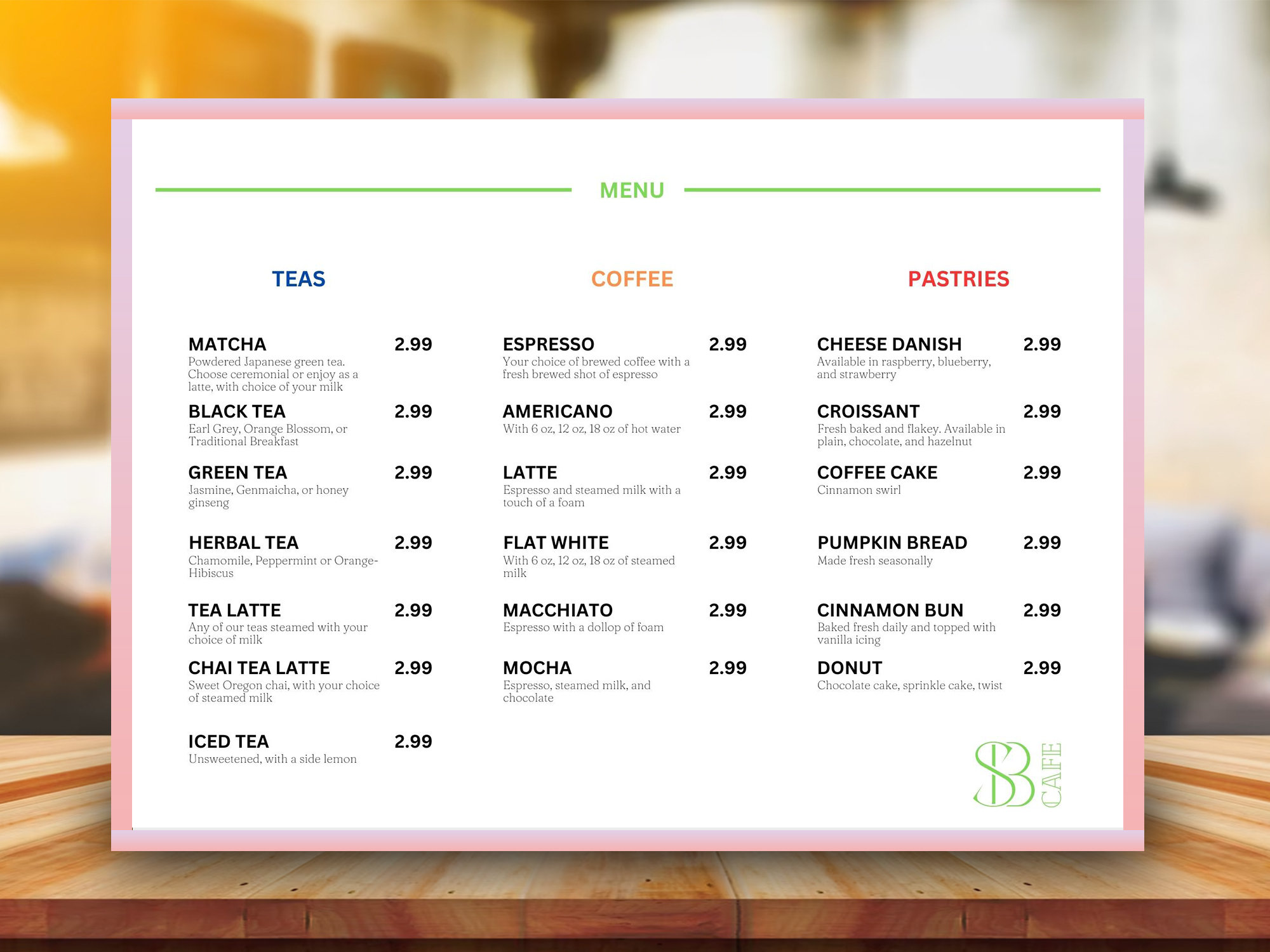 Coffee Shop Menu Template, Modern Editable Drink Menu Template ...