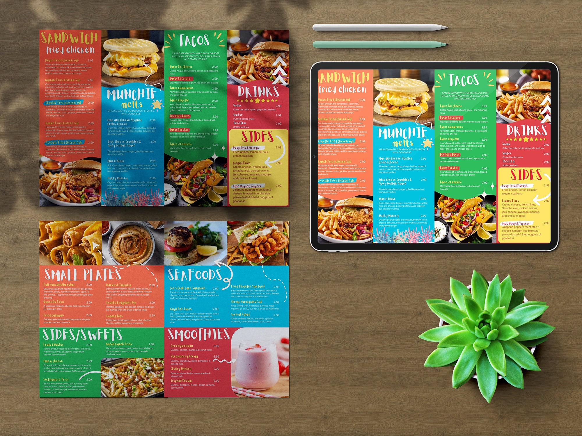 Editable Food Truck Menu Template for Canva, Vibrant and Delicious for ...