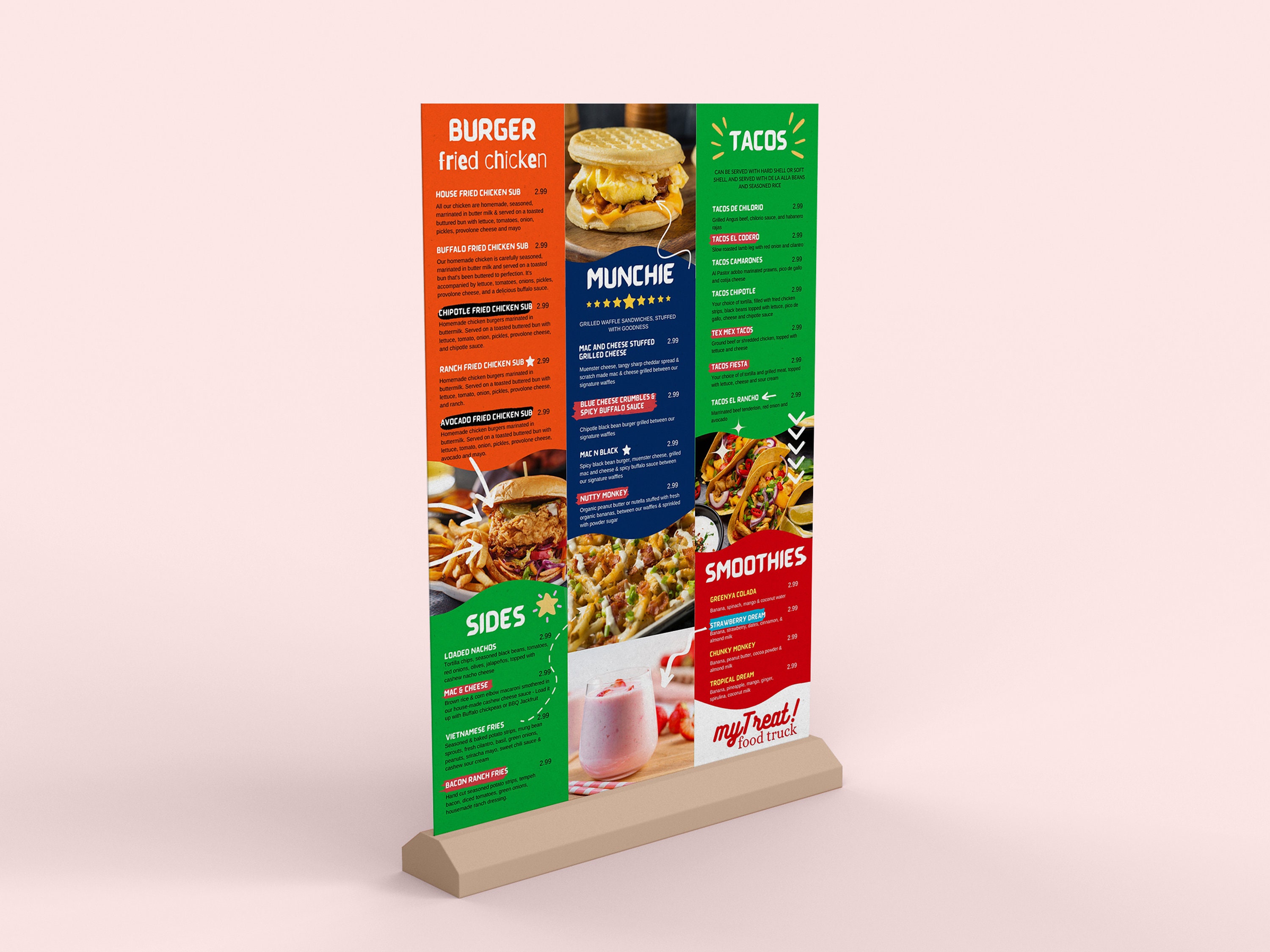 Editable Food Stand Tent Restaurant Menu Template for Canva, Vibrant ...