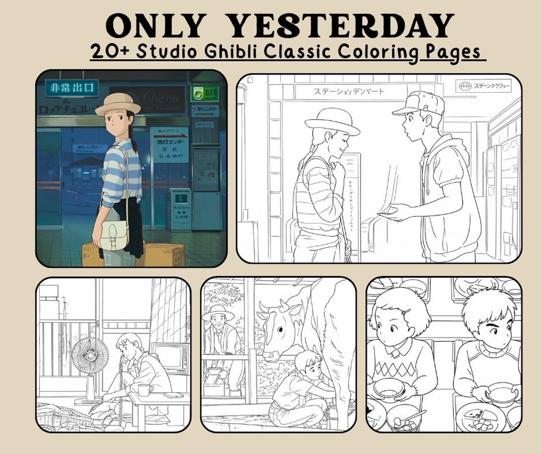 20 Only Yesterday (studio Ghibli) Coloring Pages| Country Girl Anime - Etsy