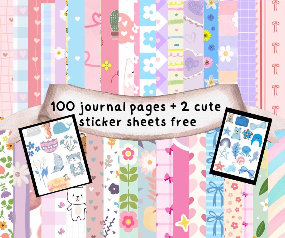 Kawaii Journal Pages – Pastel Designs, 100 Pages + 2 Sticker Sheets ...