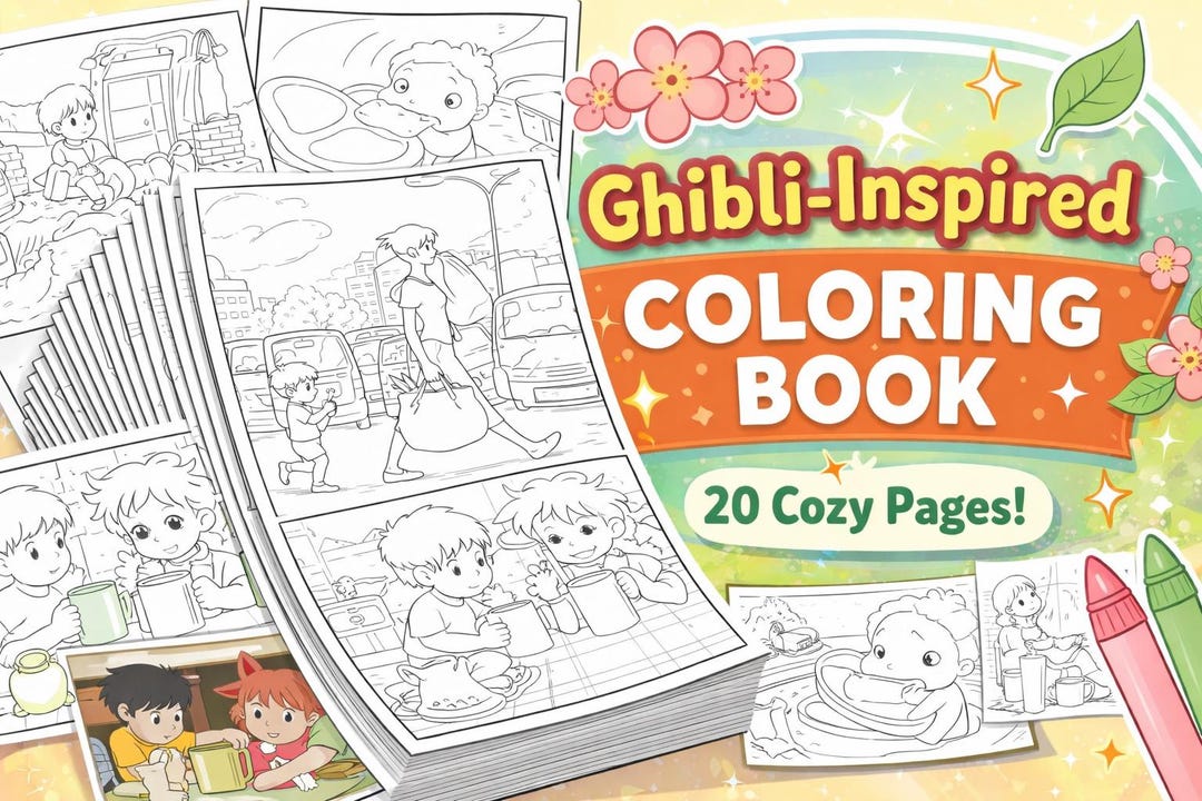 Ponyo Coloring Book for Kids – 20 Pages Studio Ghibli Anime Printable ...