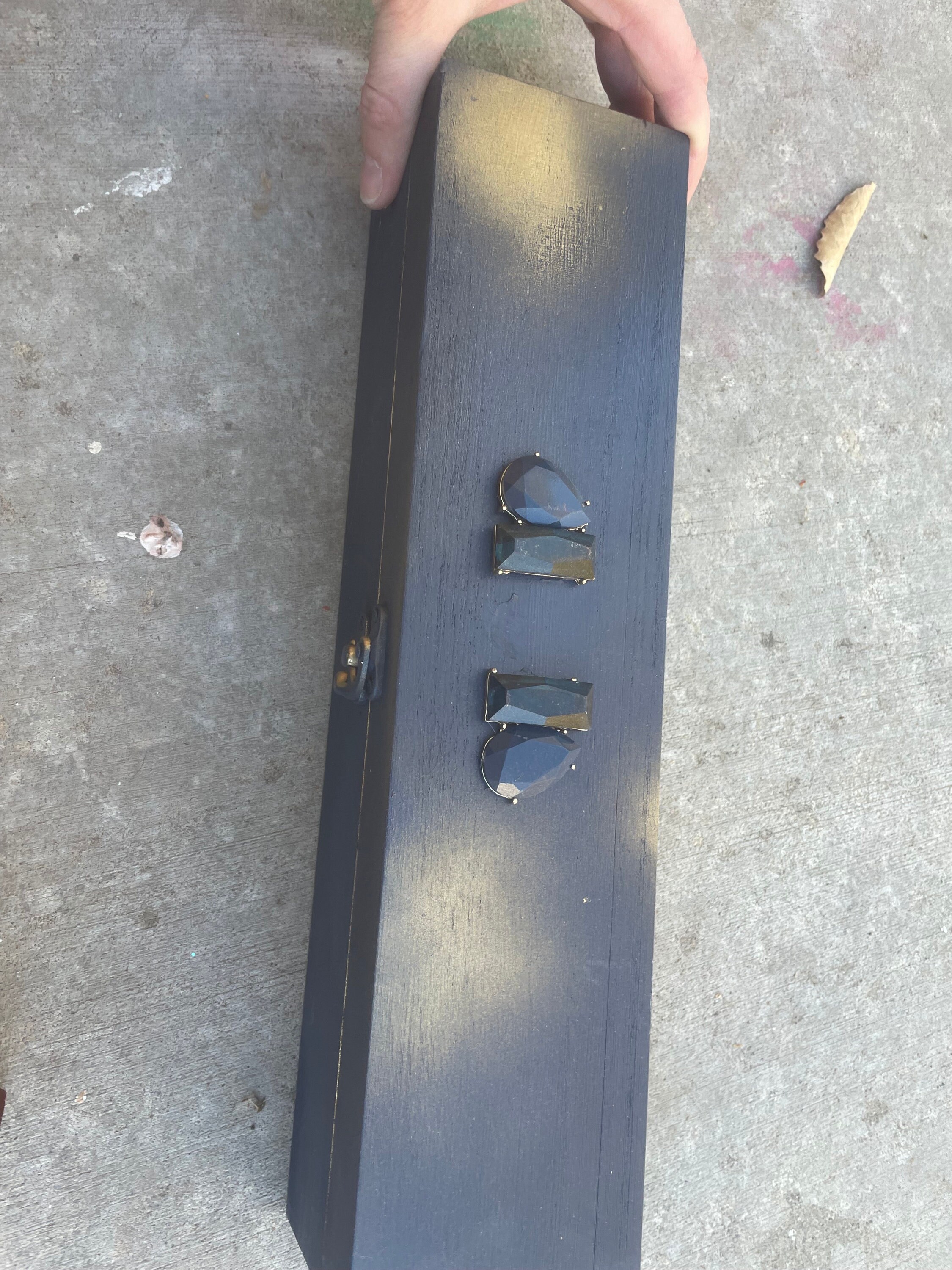 Velvet Lined Quill/wand/pen Box Dark Blue and Gold - Etsy