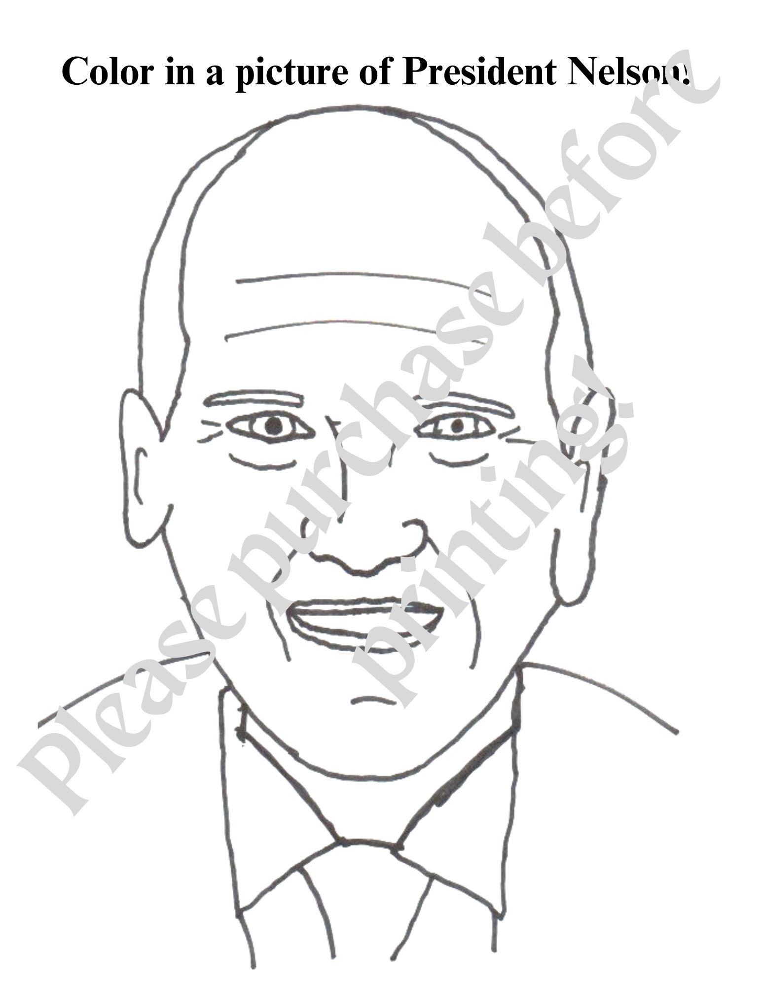 Coloring Page: President Russell M. Nelson - Etsy