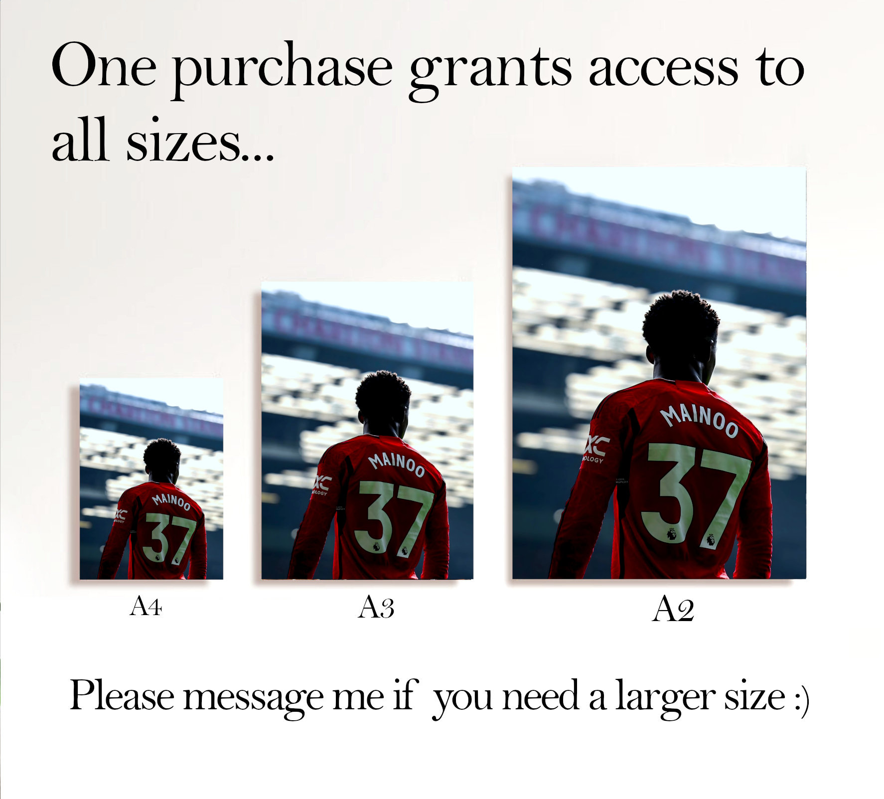 Digital Kobbie Mainoo Manchester United Football Poster | Man United ...