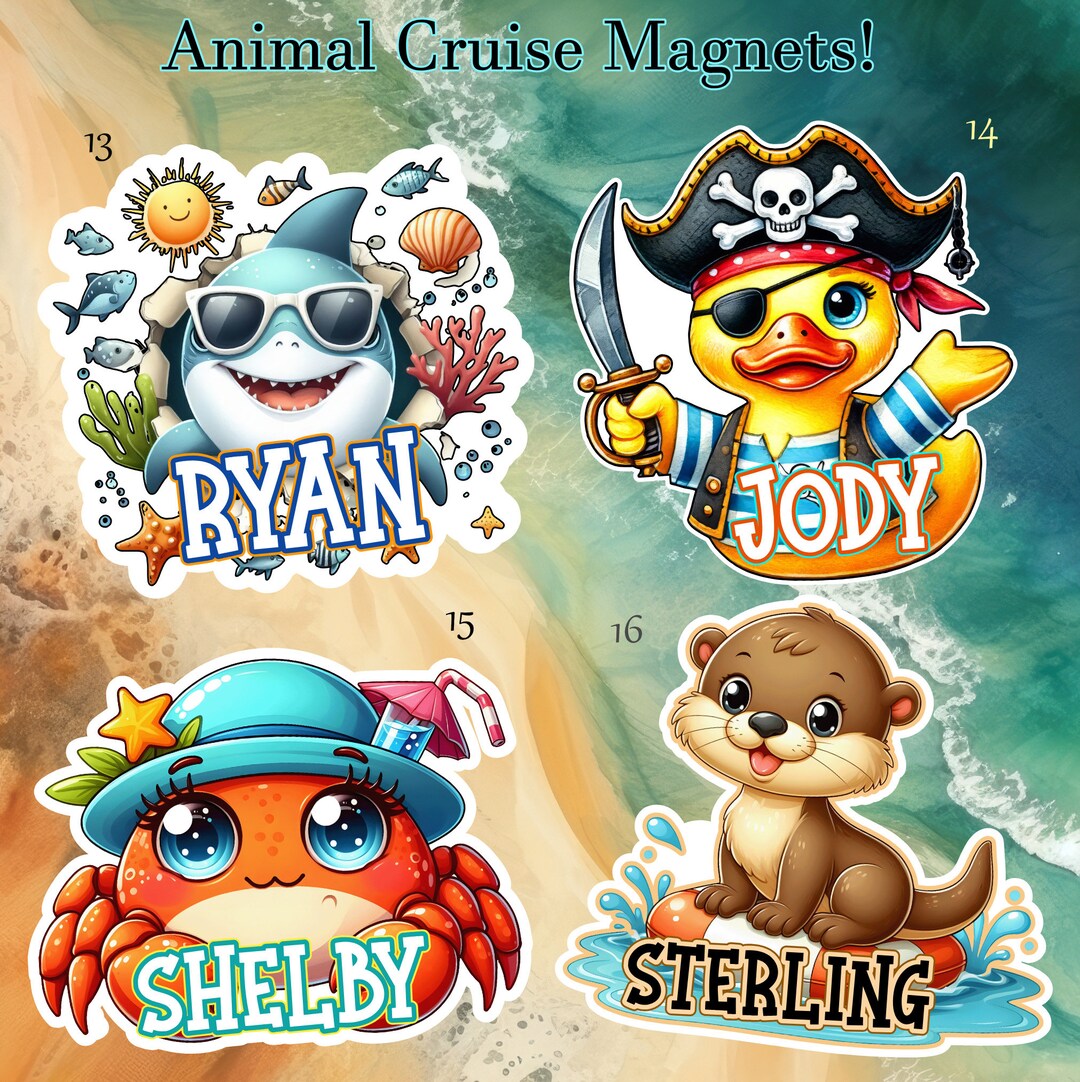 Animal Cruise Door Magnets - Personalized With Your Name - Etsy