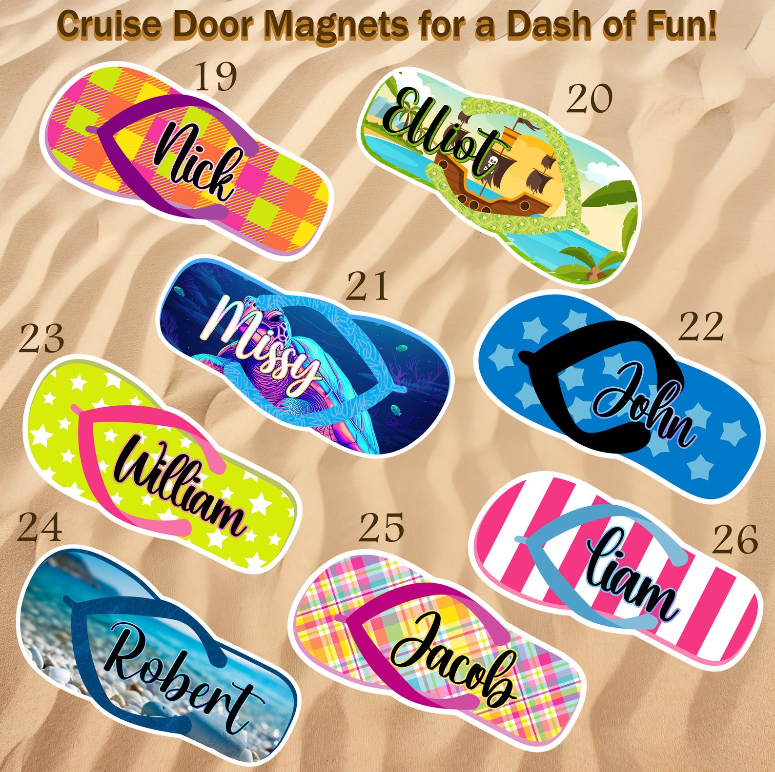 Personalized Cruise Door Magnet Flip Flops cruise 2024 Door Magnet ...