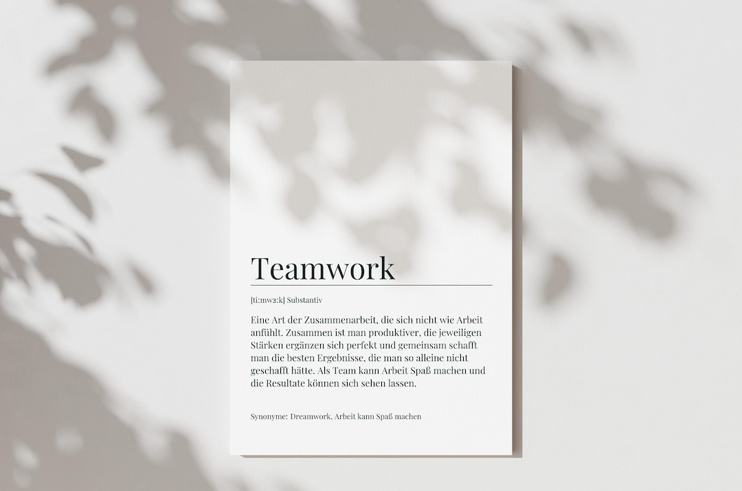 Postkarte Teamwork Definition Karte Geschenk Team Teammitglied - Etsy