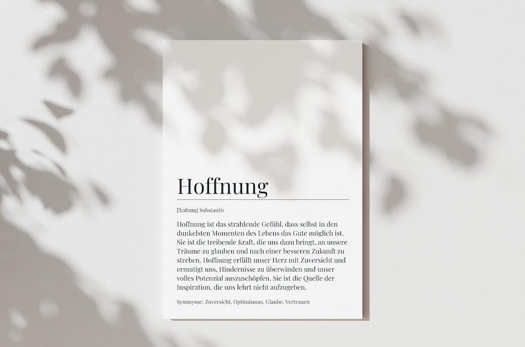 Poster Hoffnung Glücksbringer Karte Definition Hoffnung Glaube ...