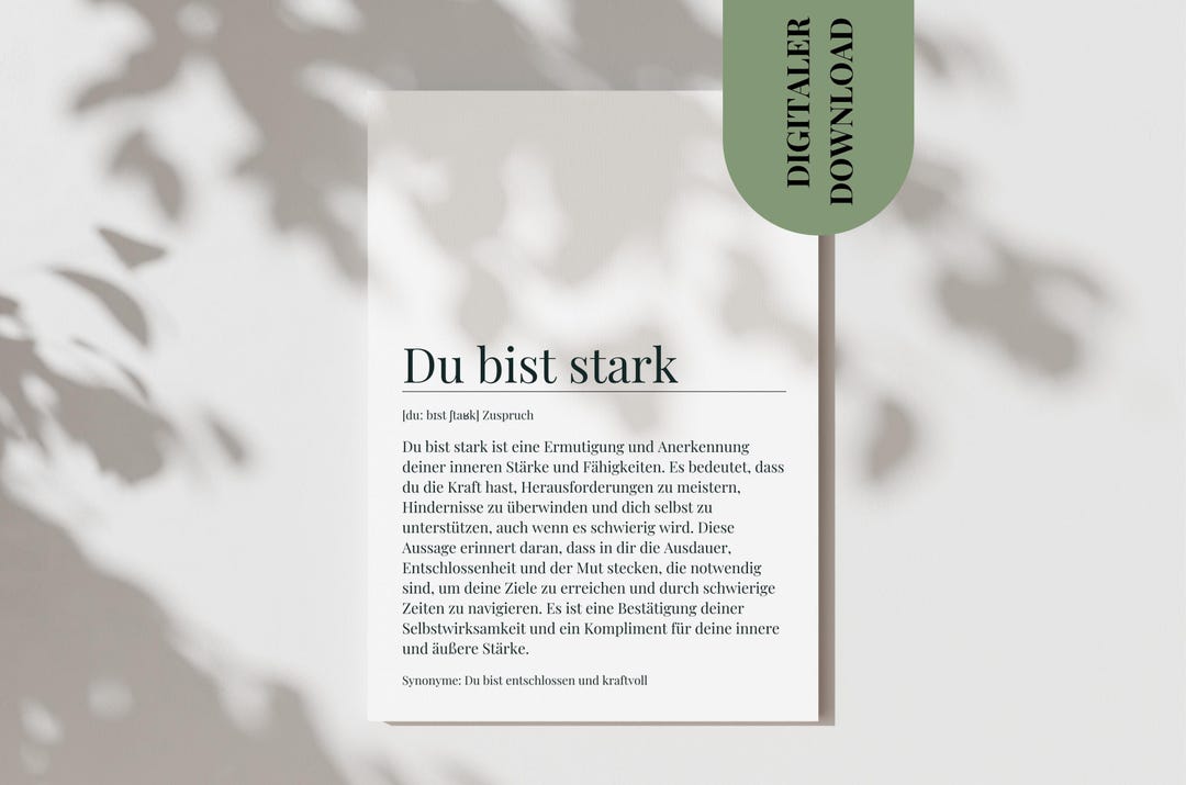 Postkarte Du Bist Stark Definition Mutmacher Karte Durchhaltevermögen ...