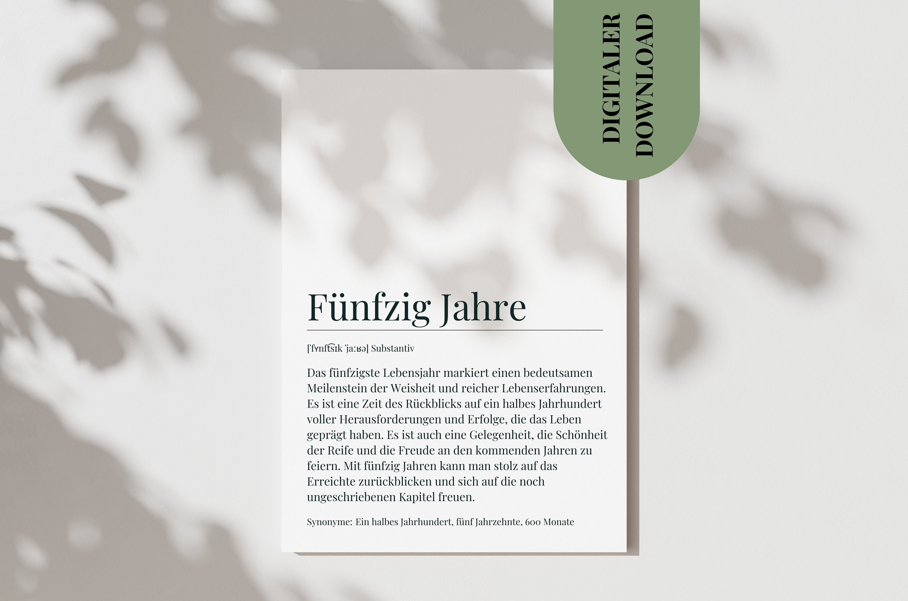 Postkarte Fünfzig Jahre Definition Geschenk 50. Geburtstag 1974 Karte ...