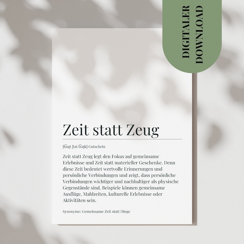 Zeit statt zeug - Etsy.de