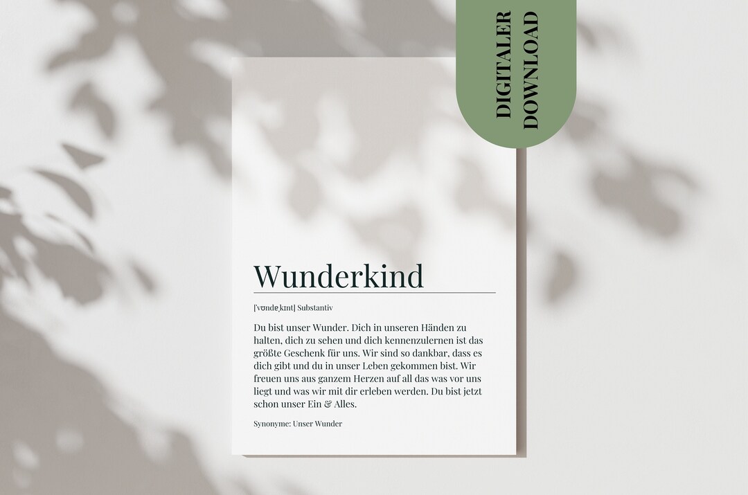 Card Wunderkind Definition Gift Finally Mom and Dad Lots of Wonders Decoration Nursery Baby Gift ...