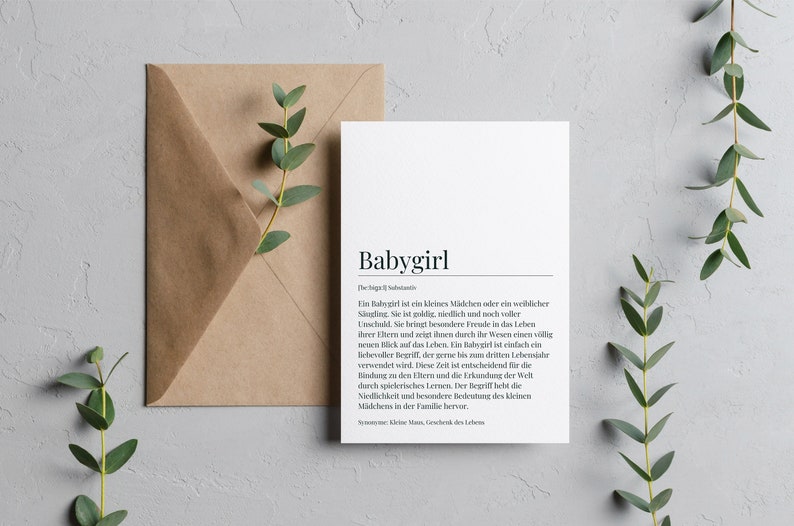 Card for the Birth of a Girl Postcard Babygirl Definition Poster ...