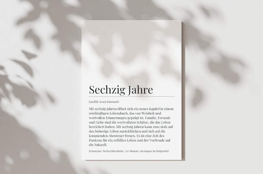 Postkarte Sechzig Jahre Geschenk 60. Geburtstag Poster Geldgeschenk 60 ...