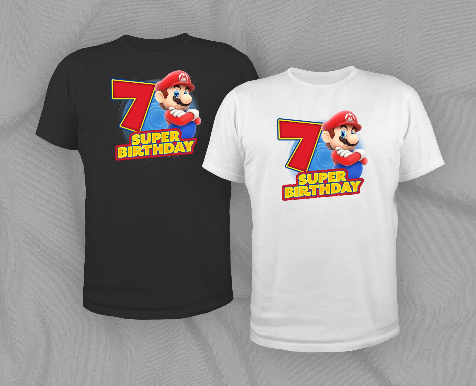 Super Mario Seventh 7th Birthday Shirt, Poster Png Clipart, Iron on ...
