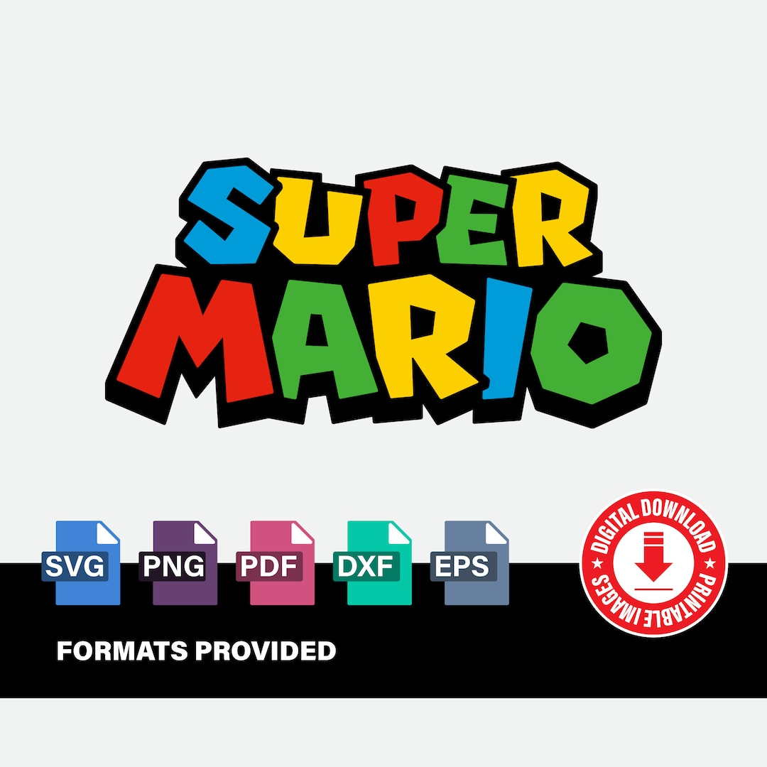 Super Mario Bros. Color Logo for Fun Kids Birthday Party Gifts ...