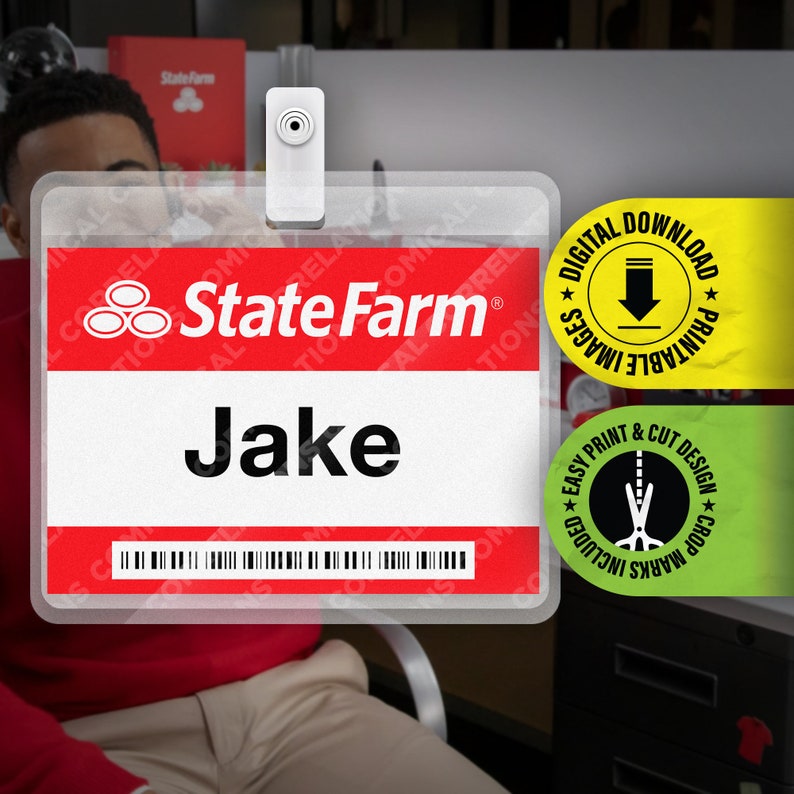 PRINTABLE PDF Jake From State Farm ID Badge Card Halloween - Etsy UK