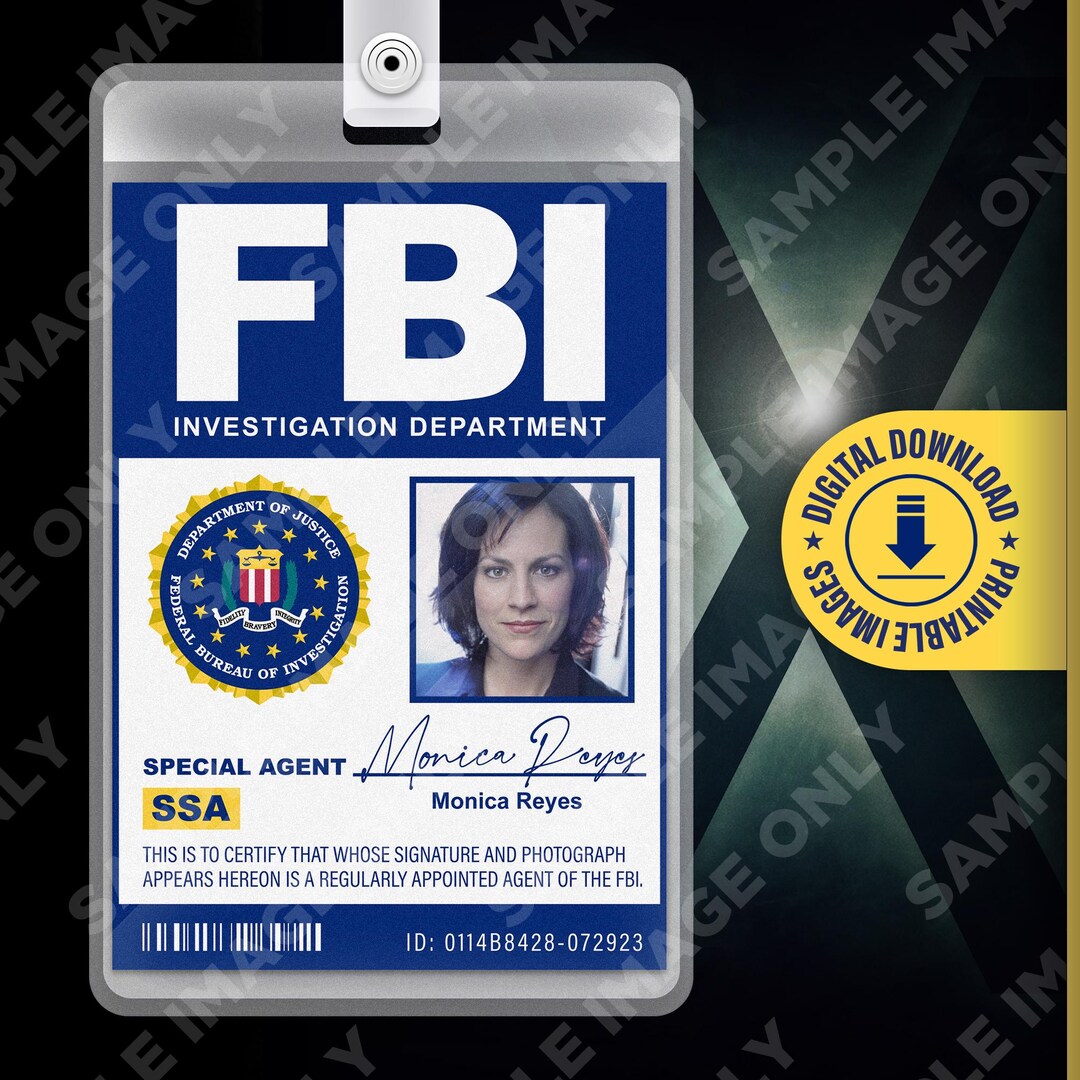PRINTABLE X FBI Files Special Agent Monica Reyes Card Badge, TV Show, Cult Classic, Name Tag ...