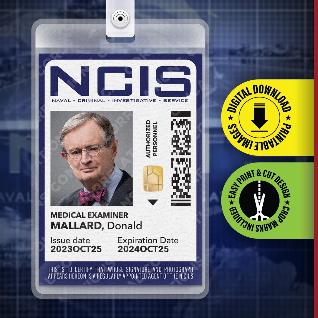 PRINTABLE - Novelty NCIS, Donald "ducky" Mallard Tv Show ID Card, Badge ...