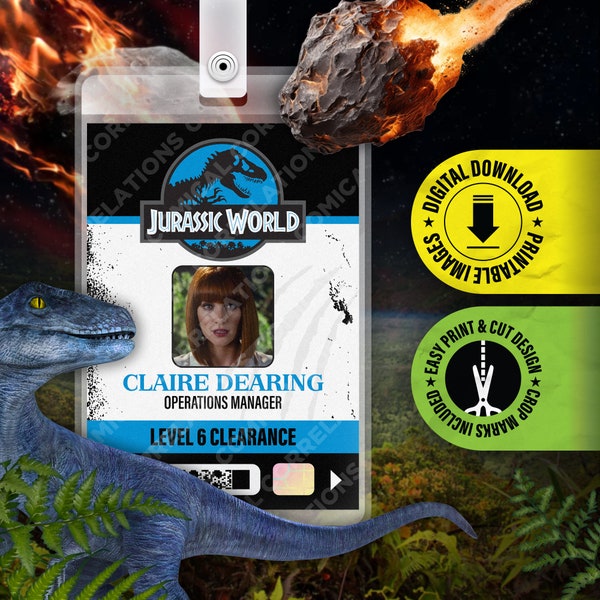 Jurassic World Printable Id Badge - Etsy