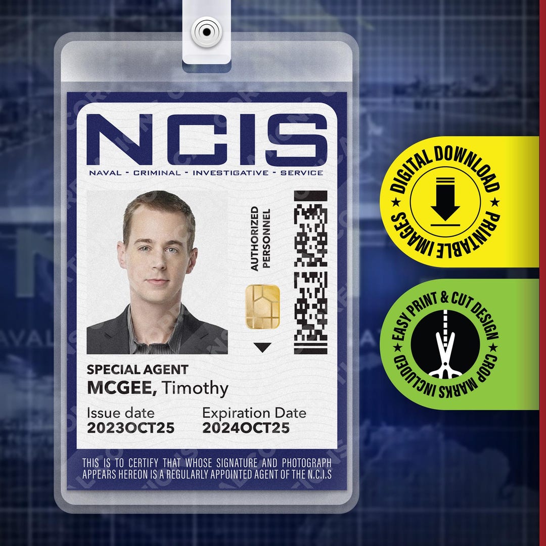 PRINTABLE - Novelty NCIS, Timothy Mcgee, Tv Show ID Card, Badge, Name ...