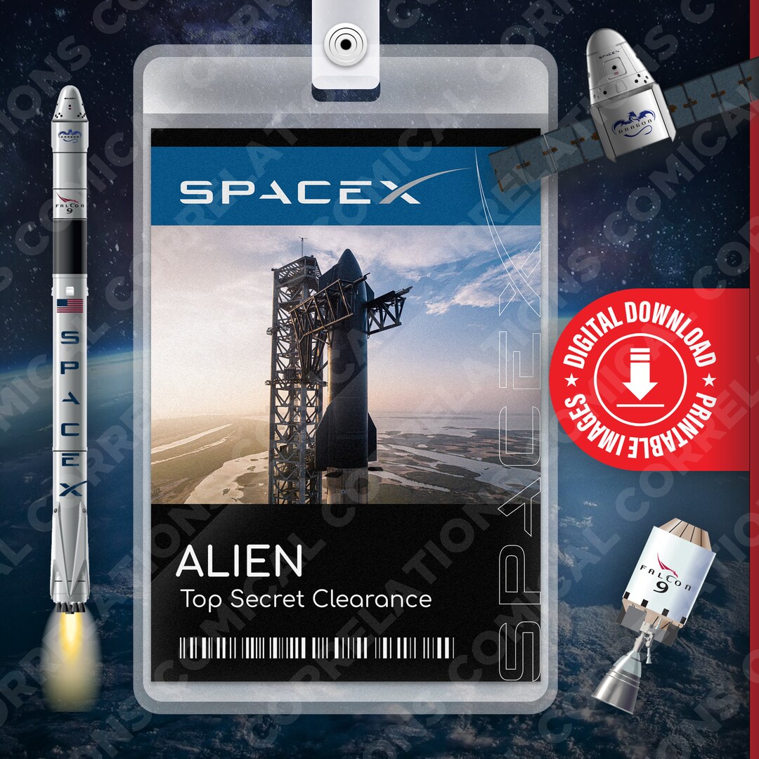 PRINTABLE Spacex Alien, Outer Space, Id Card Badge, Name Tag for ...