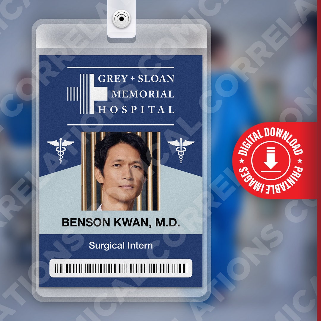 Grey's Anatomy BENSON KWAN, Grey + Sloan Memorial Hospital ID Badge ...