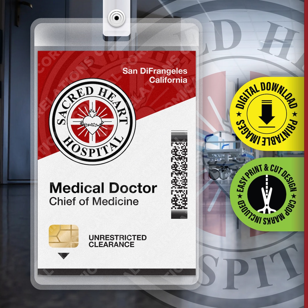 Scrubs TV Show Badge, Sacred Heart Hospital ID Badge, Replica ...