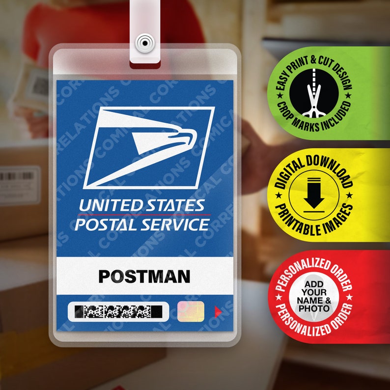 PRINTABLE PDF USPS Postman Employee Id Badge Halloween - Etsy Australia