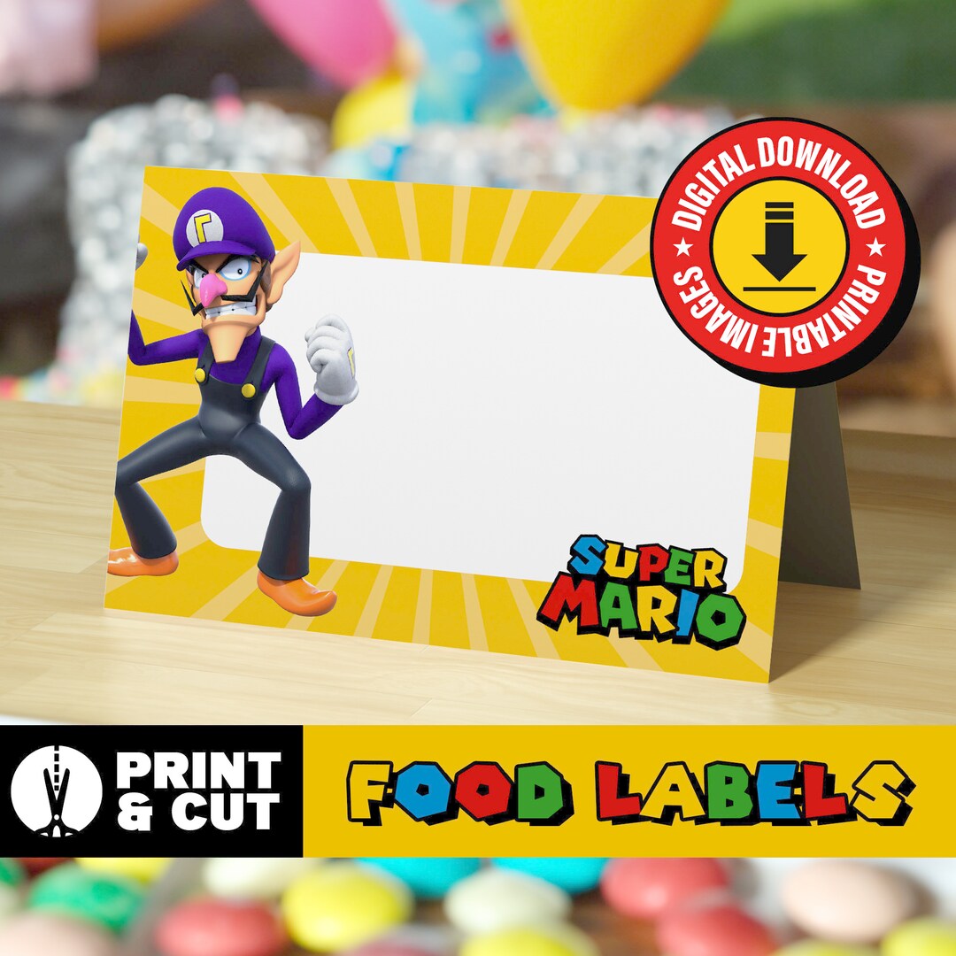 Waluigi, Super Mario Food Labels, Candy Signs - Instant Download, 3 ...