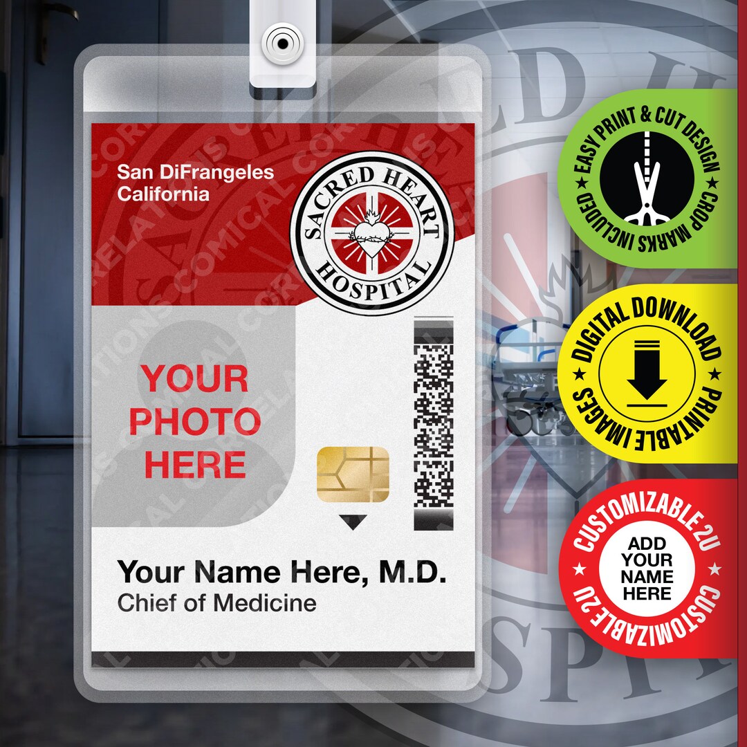 CUSTOMIZABLE Scrubs TV Show Badge, Sacred Heart Hospital ID Badge ...