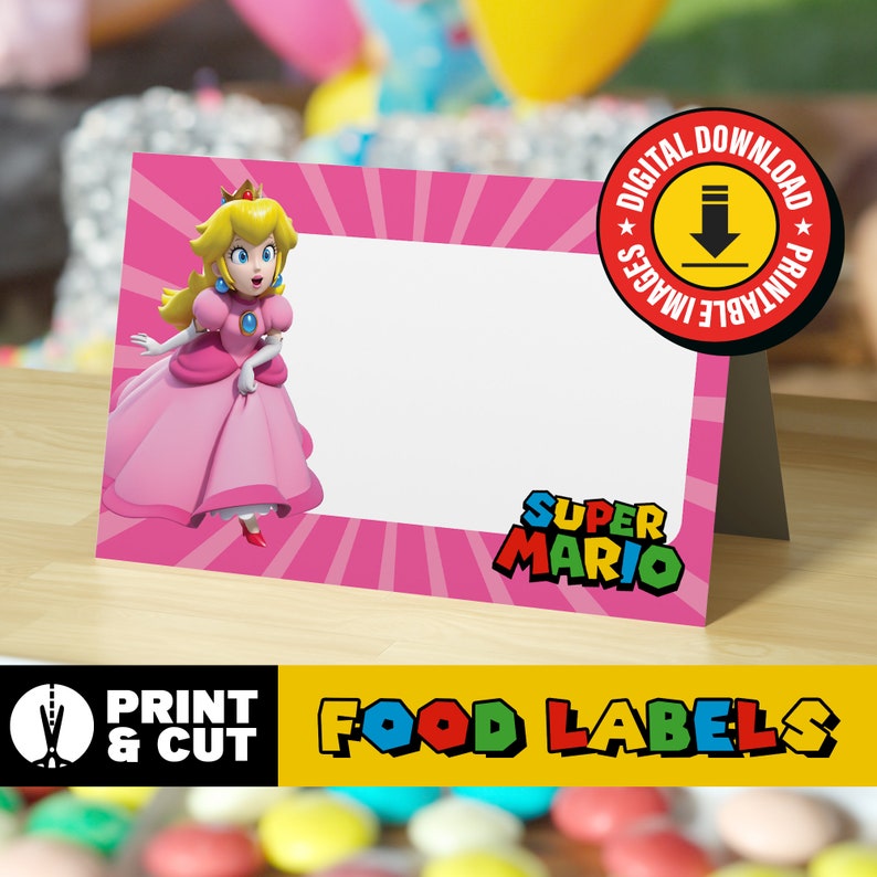 Princess Peach Super Mario Food Labels Candy Signs Instant - Etsy